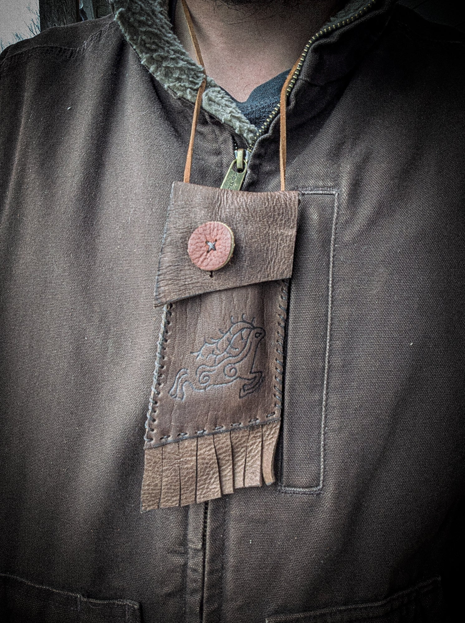 Neolithic Neck Pouch - Wearable Leather Trail Bag – Noble Mouse ...